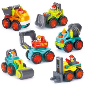 hola mini toddler construction vehicles playsets dump truck, excavator, bulldozer, cement mixer, forklift, road roller, construction trucks car toys for 18 months+ old boy