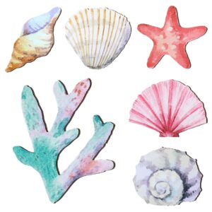 6 pieces beach wall decor seashell bathroom decor seashell decor ocean seashell starfish wall decor beach coastal wooden shells starfish beach decorations for home bedroom living room garden nursery