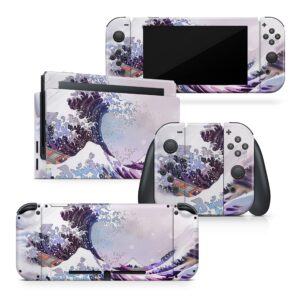 tacky design watercolor skin compatible with nintendo switch skin wrap cover, wave off kanagawa skin for nintendo switch stickers, premium vinyl 3m full wrap decal.