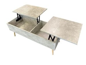 aline lift-top convertible coffee table with wooden legs (gravel grey)