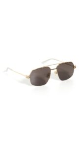 bottega veneta women's pilot sunglasses, gold-gold-grey, one size