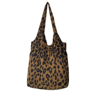 froiny leopard printed shoulder bag soft large tote purse handbag travel satchel shopping bag for women