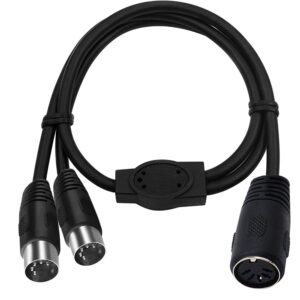 seadream 1.64feet midi din 5-pin splitter y adapter cable, midi 5 pin female to dual din 5 male extension audio cable