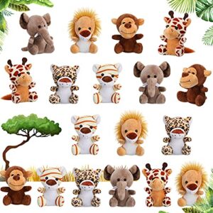 18 pieces small safari stuffed animals 4.8 inch mini jungle animal plush toys zoo stuffed animals set cute small plush for animal themed parties teacher student award(delicate style)