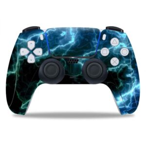 fottcz vinyl skin for ps5 digital/disk controller, sticker decorate and protect device surface, cyan light