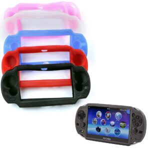 silicone rubber skin soft cover case shell protector for ps vita psv 1000 controller (black)