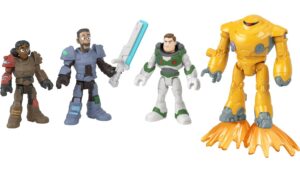 fisher-price imaginext figure set disney and pixar lightyear jr. zap patrol multipack with buzz lightyear toy for preschool kids ages 3+ years