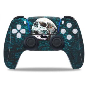 fottcz vinyl skin for ps5 digital/disk controller, sticker decorate and protect device surface, gray skull