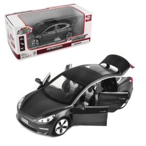 model 3 toy car 1:32 scale alloy car model 3 diecast & pull back toy vehicles car toy for 3 to 12 years old toddlers kids toy gift - with lights and music (black)