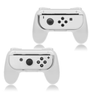 fyoung hand grips compatible with switch and switch oled model controllers, grip for switch joy con - white (2 packs)