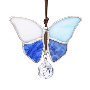 h&d hyaline & dora tiffany stained glass window hangings butterfly shaped art style sun catcher windows panels for home garden party christmas day gift