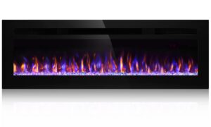 50 inch electric fireplace, recessed and wall mounted fireplace, electric fireplace inserts with 750w/1500w heater, remote control timer, adjustable 144 color combinations