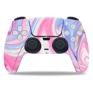 fottcz vinyl skin for ps5 digital/disk controller, sticker decorate and protect device surface, pink stripe