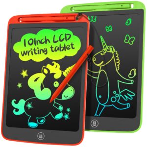 soooo lcd writing tablet for kids 2 pack, 10 inch colorful doodle board for 3 4 5 6 7 year old kids, sensory toys, educational sketch pad toys for girls boys, gifts for kids(green+red)