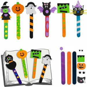 4e's novelty halloween bookmark craft for kids 2024-12 pack bulk kids halloween crafts ages 4-8, 8-12 halloween activities for kids classroom halloween bookmarks, diy foam halloween craft kit