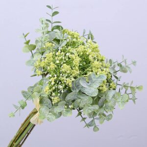 dlwjmdx a bunch of artificial flowers real touch babies breath flowers artificial eucalyptus leaves bouquet for wedding party floral arrangement home garden office festive decoration