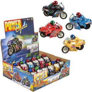 liberty imports 12 pcs motorcycle with driver toys for kids | 5.5" push and go friction powered mini moto bike with rider | colorful biker bulk pack party favors supplies