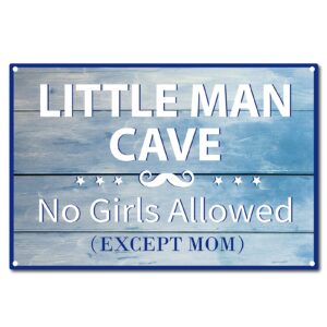 creatcabin metal tin sign man cave no girls allowed except mom retro vintage funny wall art mural hanging iron painting for home garden bar pub kitchen living room office garage plaque 8 x 12inch