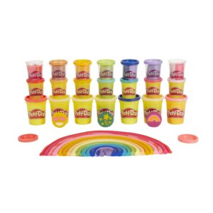 play-doh bright 'n happy variety pack with 21 cans of modeling compound including scented, sparkle, metallic, arts and crafts toy for kids 3 and up, non-toxic (amazon exclusive)