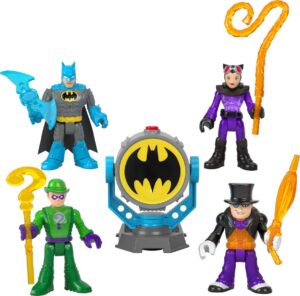 fisher-price imaginext dc super friends batman toys bat-tech bat-signal 9-piece figure set for preschool pretend play kids ages 3+ years