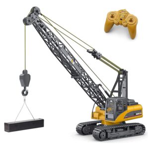 hitish remote control tower crane die cast truck hoist dragline 1:14 scale 2.4ghz remote control engineering lift model truck crawler loader excavator bulldozer construction toy for boys & girls