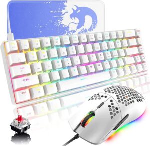 60% mechanical gaming keyboard and mouse combo rgb backlight ultra-compact ergonomic anti-ghosting 68 keys 6400dpi silent honeycomb mice type-c wired for computer mac gamer