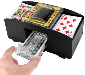 litesam seasonal designs automatic card shuffler,2 decks poker shuffler portable card shuffler,battery-operated playing card shuffler for casino,club gaming and home party, black