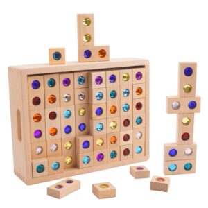 wooden building blocks set rainbow stacking game rainbow stacker acrylic block construction toy montessori toys sensory toys colorful preschool learning educational learning toys 128pcs for boys girls