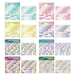 affoto 16 sheets cute letter stickers colorful alphabet letter and number stickers a-z letter self adhesive diy stickers for arts crafts cards scrapbook home decoration supplies