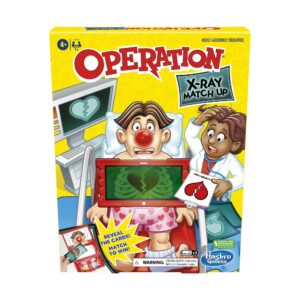 hasbro gaming operation x-ray match up board game for 2 or more players, matching game for kids ages 4 and up, with lights and sounds