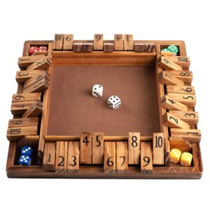 funliktod wooden 1-4 player shut the box game classic dice board game for kid & adult