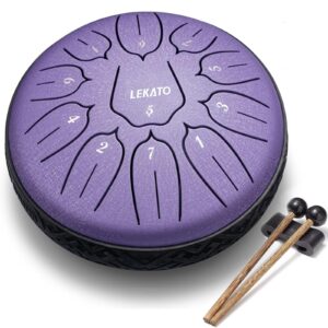 lekato steel tongue drum 6 inch 11 note, rain drum for outside d major handpan drum for meditation yoga musical education, new year gift for kids/families