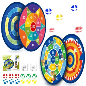 dart board for kids –sports game and gifts for boys and girls toys -double sided with 12 sticky balls and hook, indoor/outdoor party games and gifts for 3 4 5 6 7 8 9 10 11 12 old boy kids