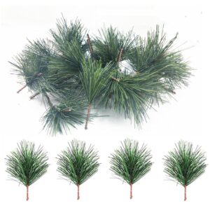 jylucky 65 pcs artificial pine needles branches, small pine twigs greenery plants pine leaves needle for diy garland wreath christmas thanksgiving wedding home garden decoration