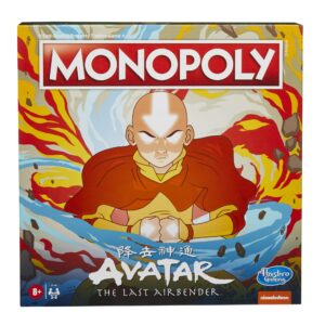 hasbro gaming monopoly: avatar: nickelodeon the last airbender edition board game for kids ages 8 and up, play as a member of team avatar (amazon exclusive)