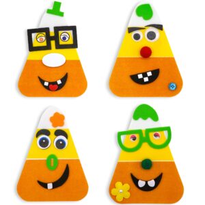 4e's novelty halloween crafts for kids (12 pack) goofy candy corn magnet foam craft kit - bulk fall arts and crafts for toddlers & kids, halloween activities for kids party