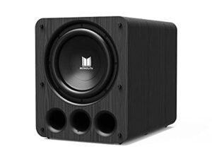 monolith thx ultra certified 2000 watt powered subwoofer - 13-inch, massive output, low distortion, for studio and home theater systems, black ash finish