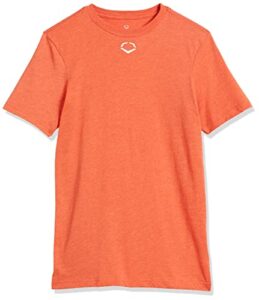 evoshield youth heather short sleeve tee - orange, large