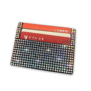 pomelo litchi pitaya leather rhinestone wallets for women crystal bling slim small card holder wallet (multi)