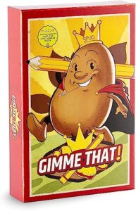 gimme that! by the creators of taco cat goat cheese pizza, family party game 3 to 8 players, ages 8+, 1 minute to learn and ridiculously fun to play!