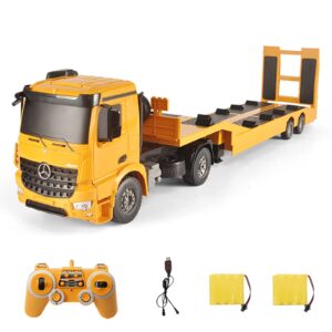 dollox rc truck detachable flatbed semi trailer tractor engineering car remote control trailer truck die-cast low loader electronics hobby toy with sound and light