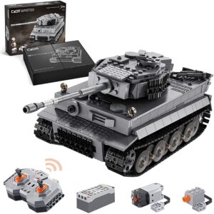 domob tiger wwii german tank building kit – 2.4g remote control battle army build set – 1:35 rc tank model – cada bricks toy for 14+ kids & adults – 925 building blocks – for boys, hobbyist, collector