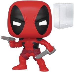 pop marvel: first appearance - deadpool funko pop! vinyl figure (bundled with compatible pop box protector case), multicolor, 3.75 inches