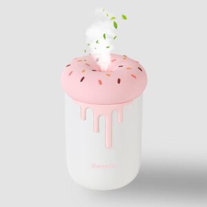 portable mini cool mist humidifier - 250ml small diffuser with night light usb personal desktop vaporizer for plants baby bedroom travel office home auto shut off 2 mist modes super quiet pink