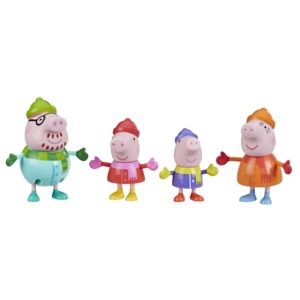 peppa pig peppa's club family wintertime figure 4-pack toy in cold-weather outfits, ages 3 and up