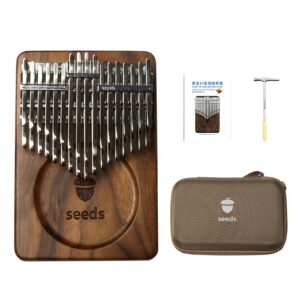 seeds kalimba 34 key chromatic thumb piano pisces c-tuned,double layer flat board black walnut musical instruments gift idea for children adults beginners and professionals