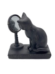 holiday treasures black cat with mirror figurines decorative cat statues collectible vintage resin sculpture knick knacks home decor for cat lovers