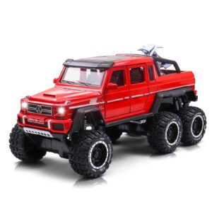 metal truck model car toy - 6x6 off-road creative decorative model diecast truck with sound and light,toy truck for boys and girls aged 3+ years (black)