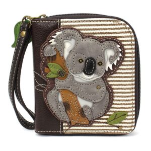 chala group handbags koala zip-around wallet - wristlet, brown