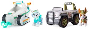 paw patrol everest’s snow plow & paw patrol jungle rescue, tracker’s jungle cruiser, vehicle & figure bundle